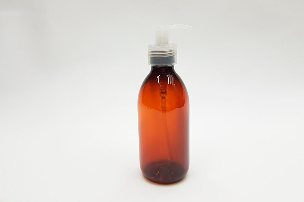 Botella plástico PET topacio Pilfer 28 con bomba dosificadora natural ...