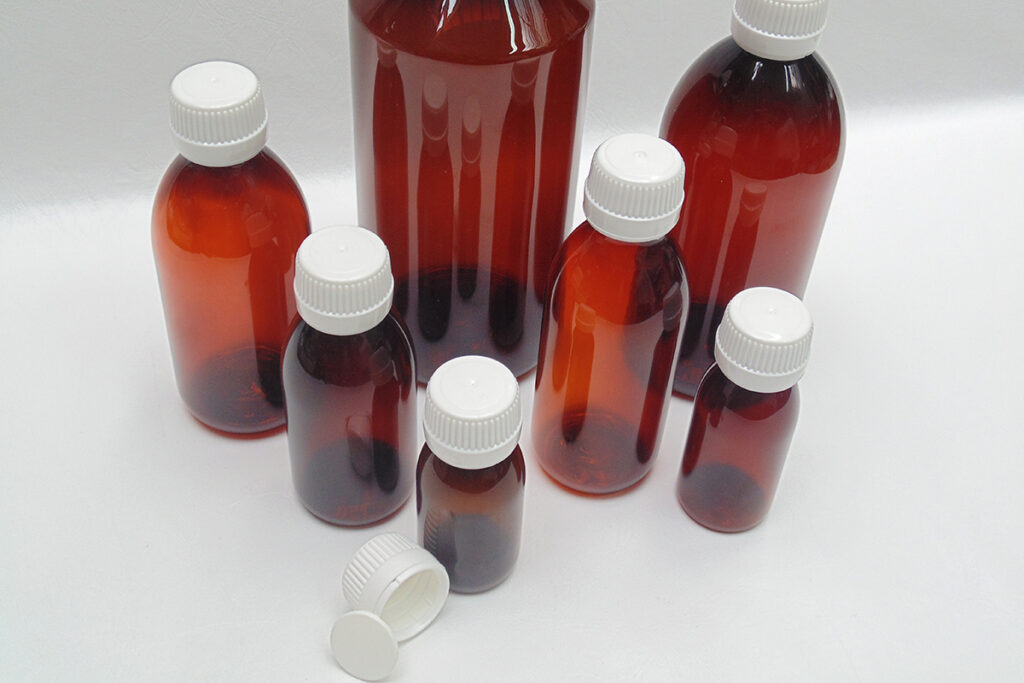 Botella plástico PET topacio Pilfer 28 con tapón precinto en blanco con ...