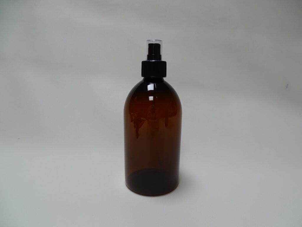 Botella plástico PET topacio Pilfer 28 con atomizador plástico negro ...